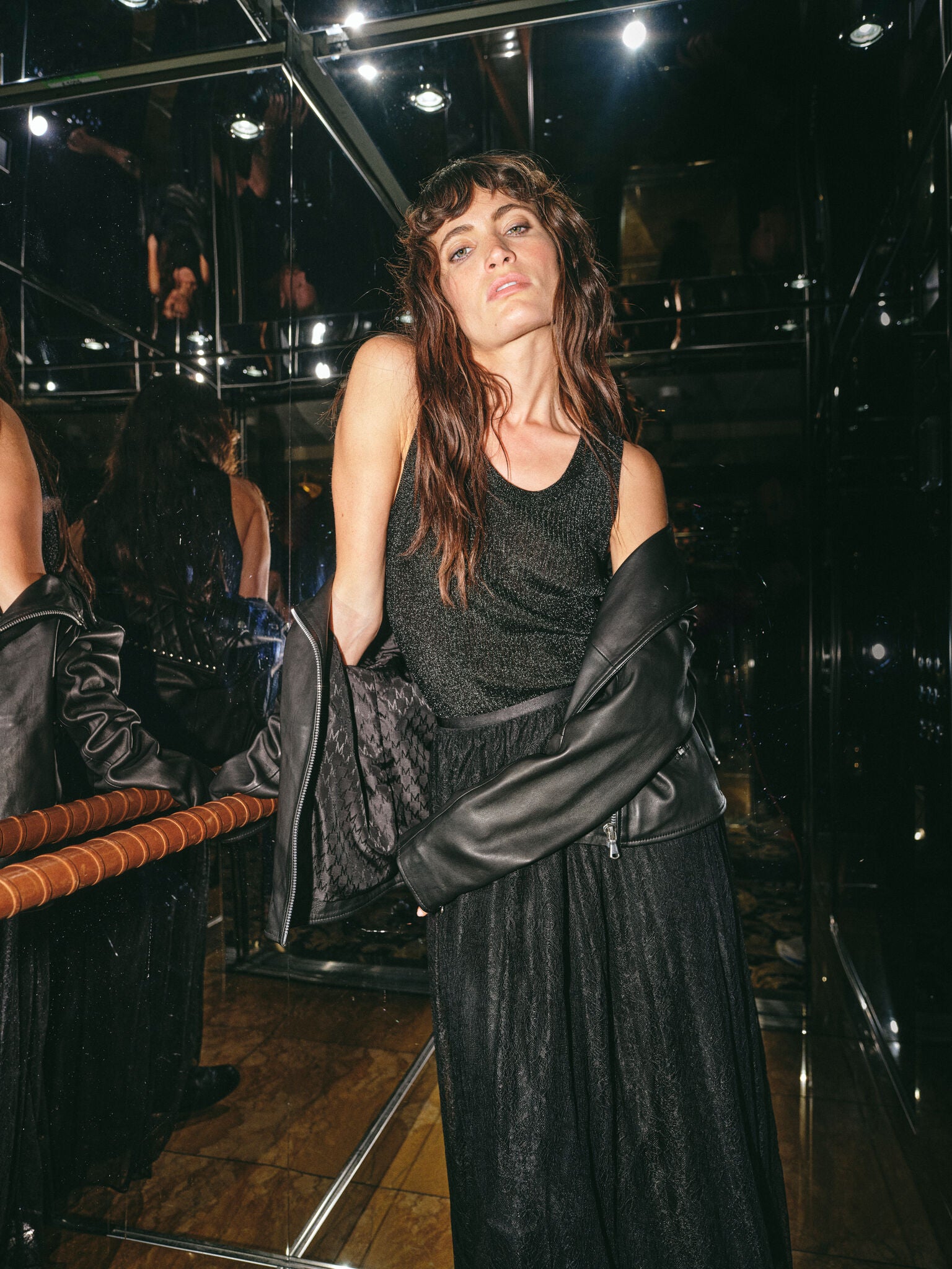 Shop MMGoha Stud Leather Jacket with free shipping from Mos Mosh